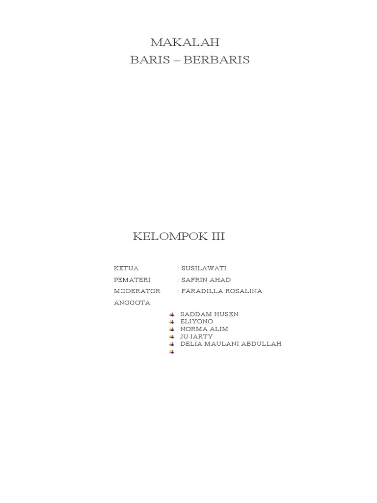 MAKALAH Baris Berbarils Kel 4 | PDF | Seni & Disiplin Bahasa | Kajian Bahasa Asing