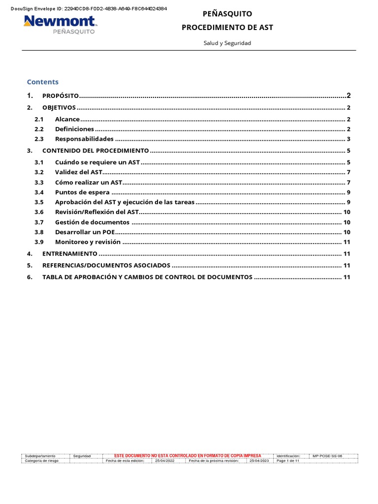 Pen Asquito Procedimiento de AST MP-POSE-SS-06 2 | PDF | Riesgo | Seguro