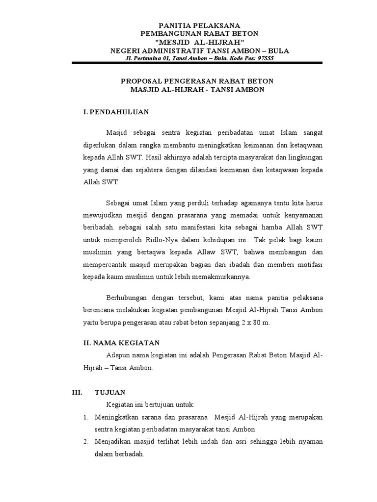 Proposal Rabat Beton Gang | PDF