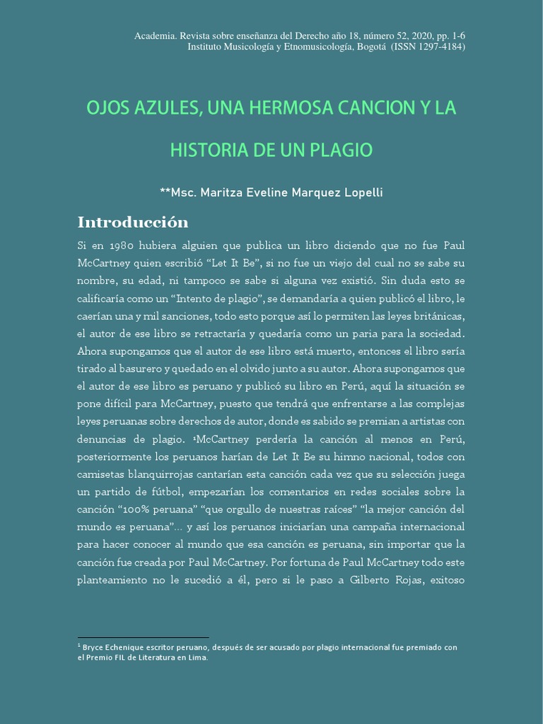 Origen de La Canción Ojos Azules Por Maritza Marquez | PDF | Canciones ...