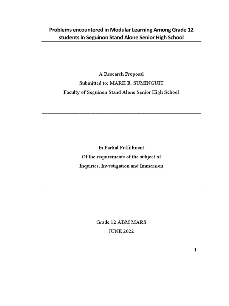 Problems Encountered in Modular Learning Among Grade 12 Students in ...