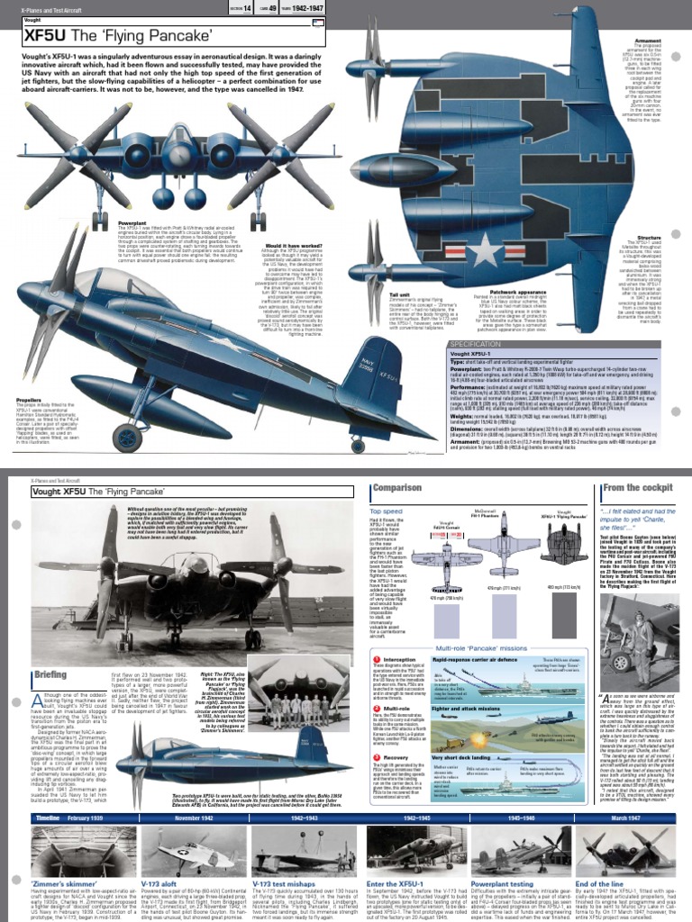 XF5U The Flying Pancake': Specification | PDF | Aviation | Aircraft