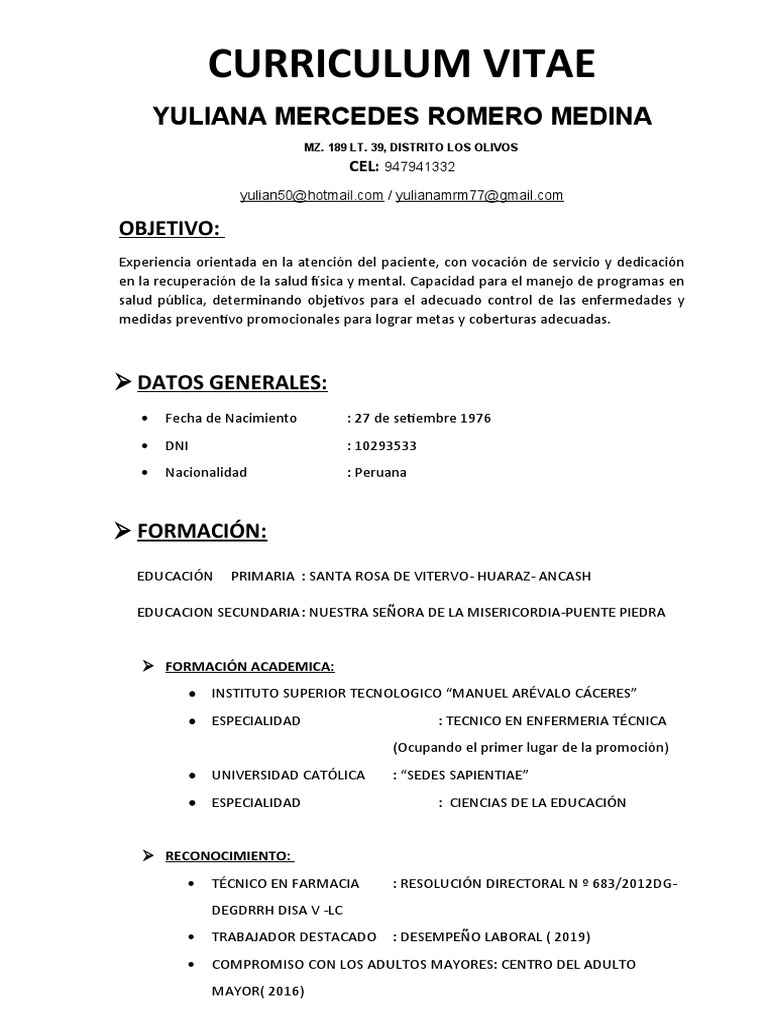 CV YULi | PDF | Farmacia | Análisis de Riesgo y Puntos Críticos de Control