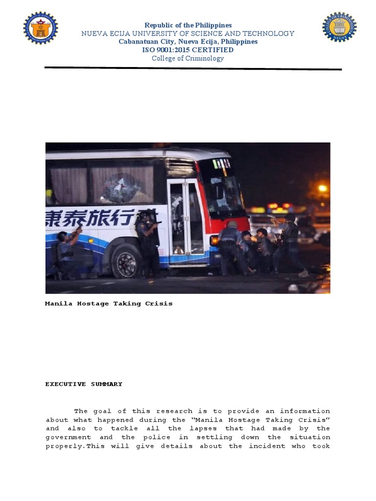 The Case of Manila Hostage Taking Crisis | PDF | Crimes | Crime & Violence