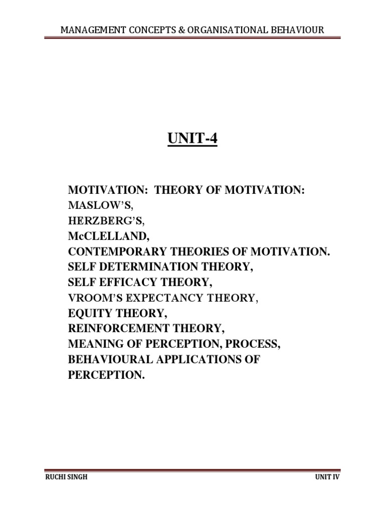 MC&OB Unit 4 | Descargar gratis PDF | Perception | Motivational