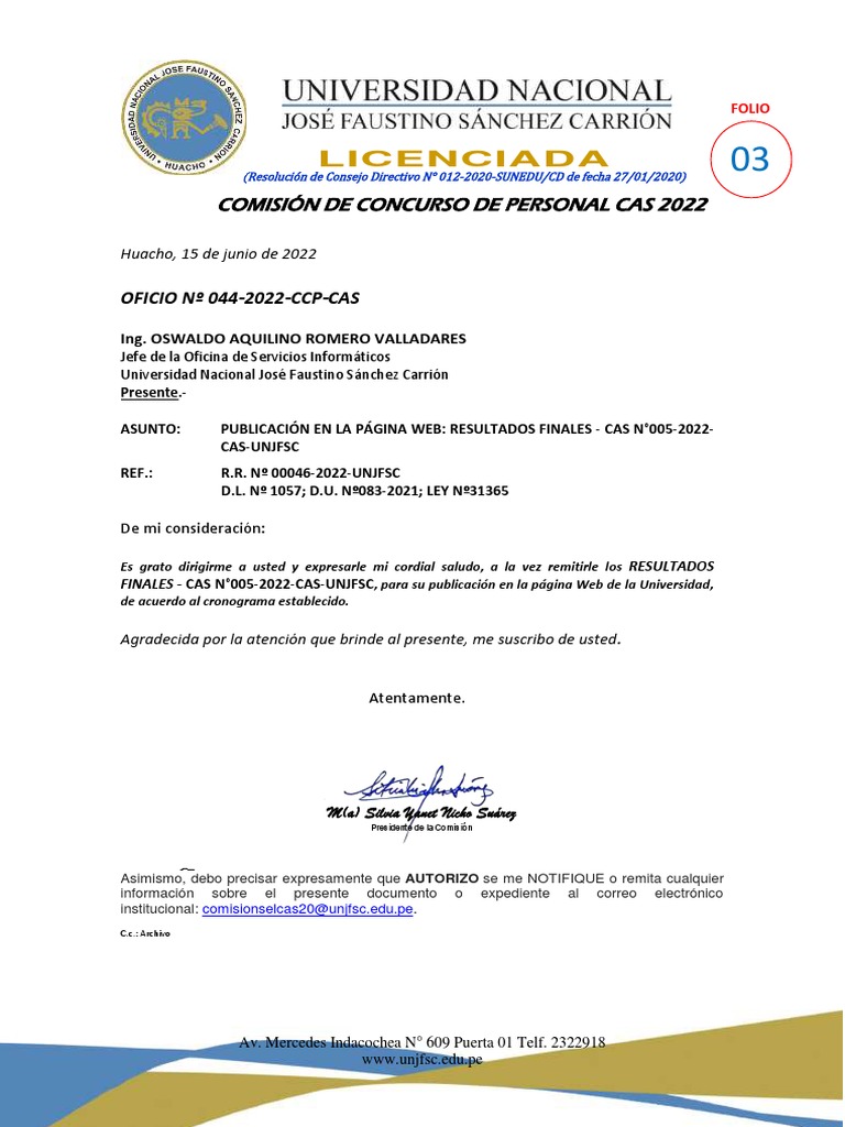 Oficio Nº044-2022-Ccp-Cas | PDF | América del Sur | Perú