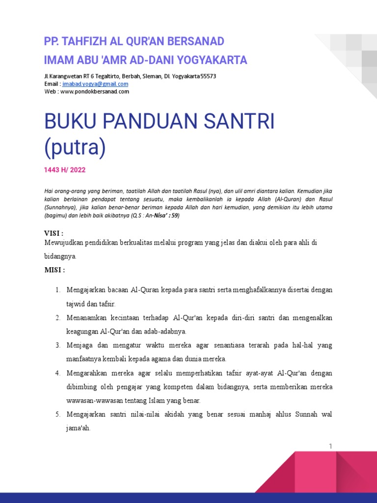 BUKU PANDUAN SANTRI Imabad 2022 | PDF