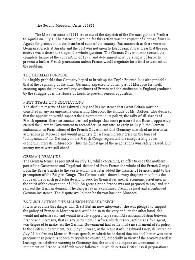 The Second Moroccan Crisis of 1911 | International Relations ...