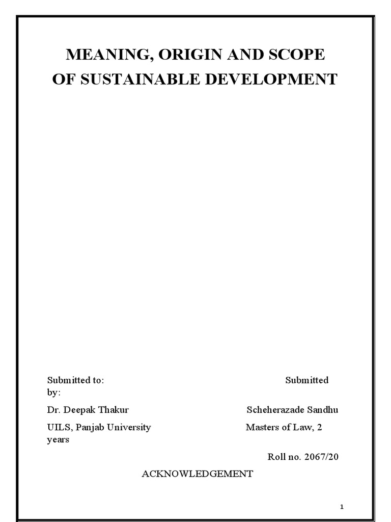 Meaning, Origin and Scope of Sustainable Development | PDF ...