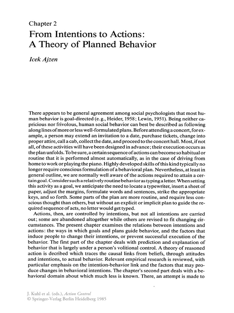 From Intentions To Actions | PDF | Intention | Attitude (Psychology)