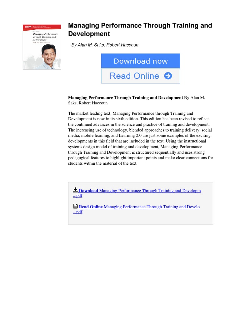 Managing Performance Through Training and Development | PDF | Psychology | Academic Journal