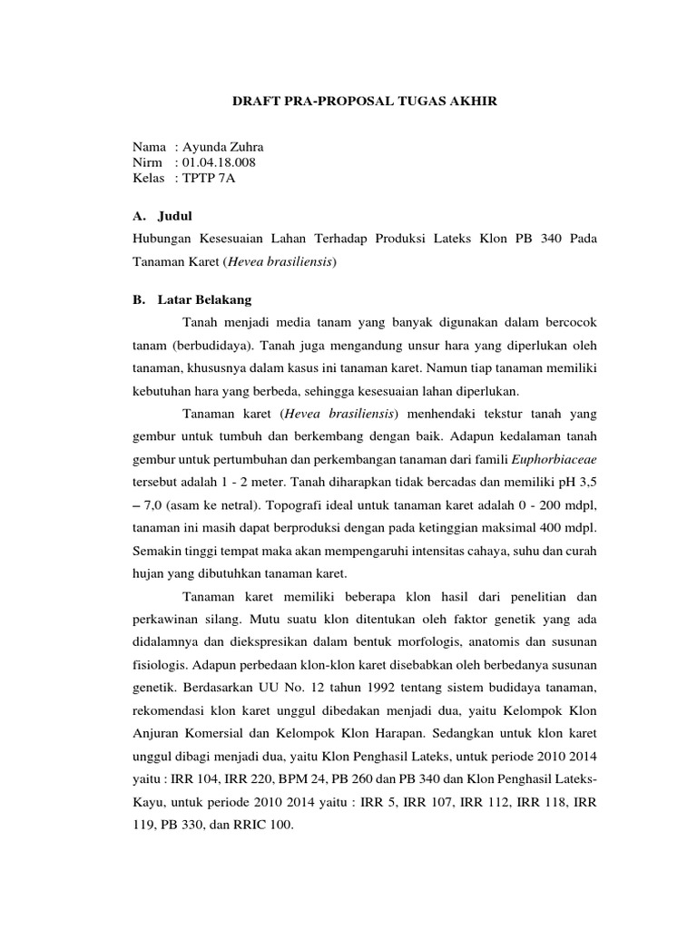 Contoh Draft Pra-Proposal TA | PDF | Griya & Taman