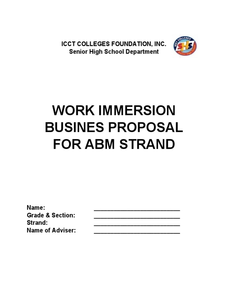 A Business Proposal for Work Immersion in the ABM Strand | PDF ...