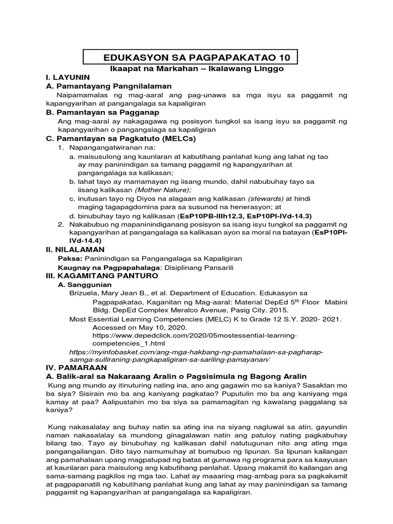 PDF - 2 ESP10-Q4-WEEK2 - SIPacks - CSFP | PDF