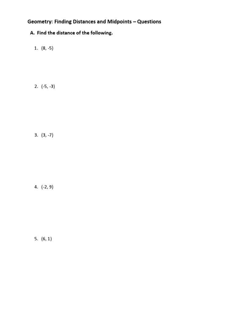Finding Distances and Midpoints - Questions and Answers | PDF | Geometry