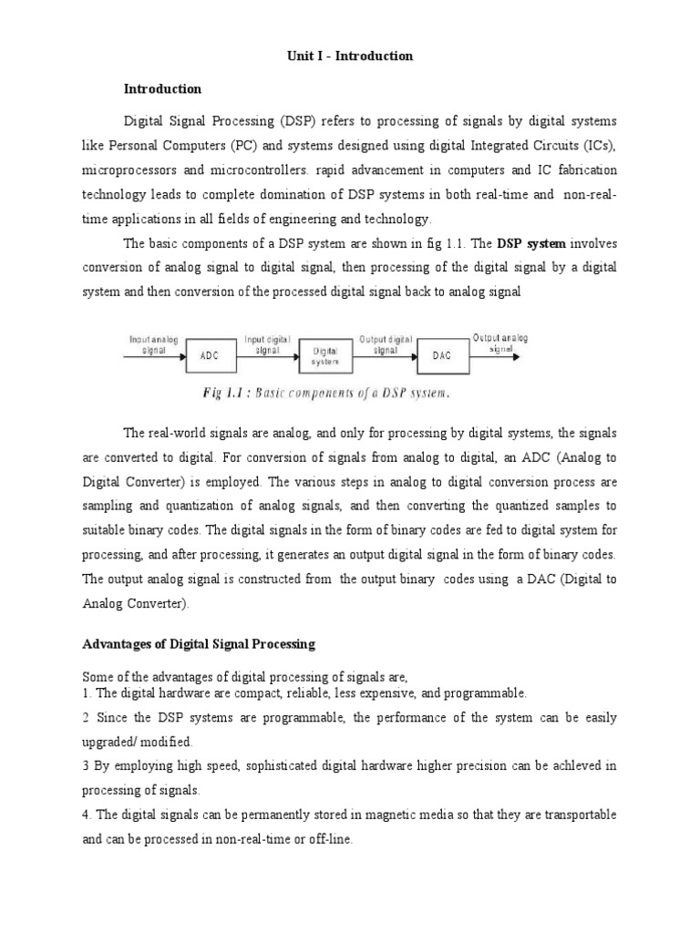 DSP Unit1 | PDF | Discrete Time And Continuous Time | Sampling (Signal Processing)