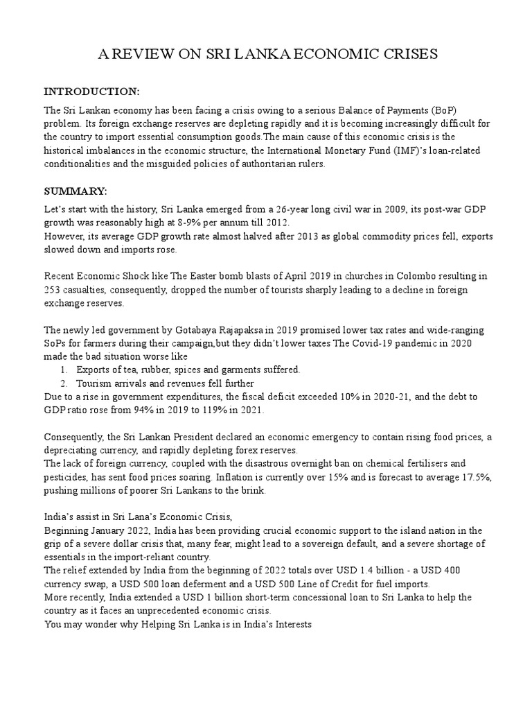 A Review On Sri Lanka Economic Crises | PDF | Balance Of Payments ...