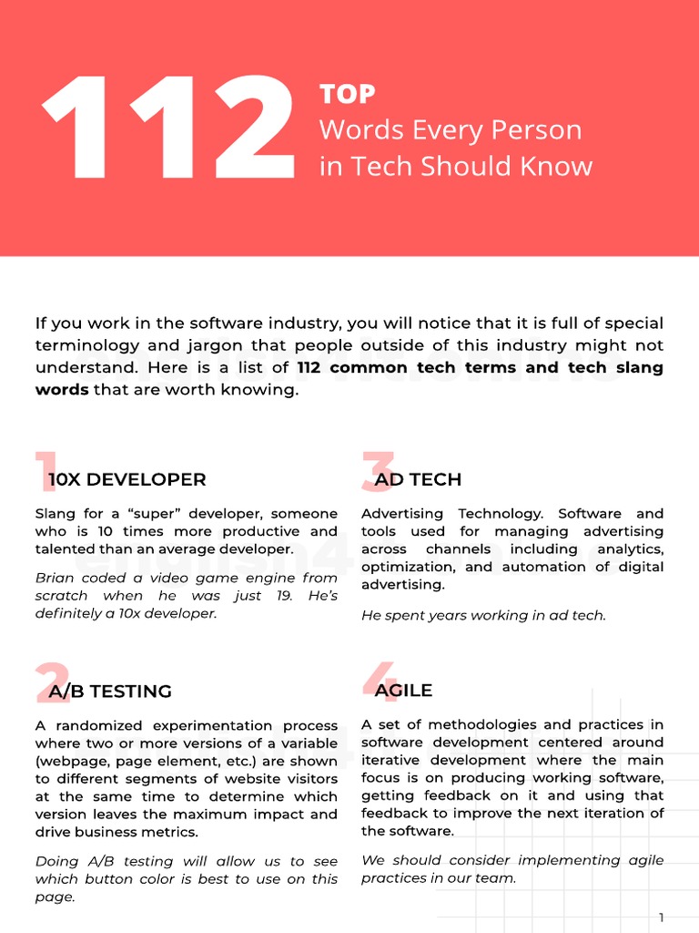 Essential Tech Terms and Slang Guide | PDF | Software | Proprietary ...
