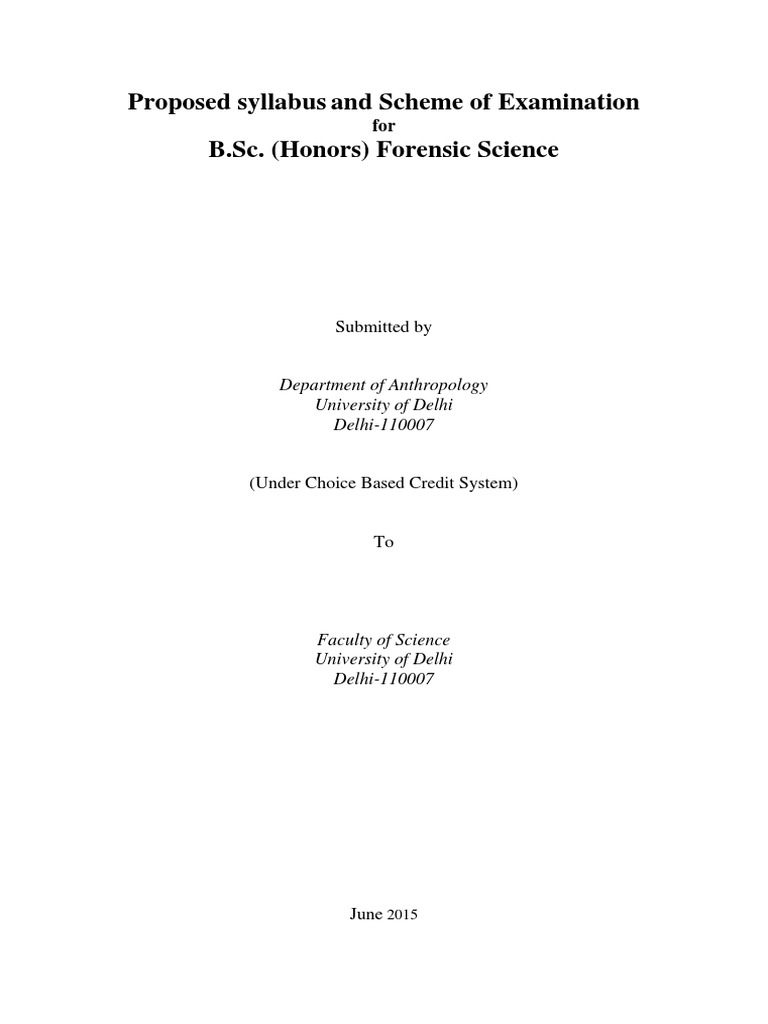 B.Sc. (Hons) in Forensic Science Syllabus | PDF | Fingerprint | Crime Scene