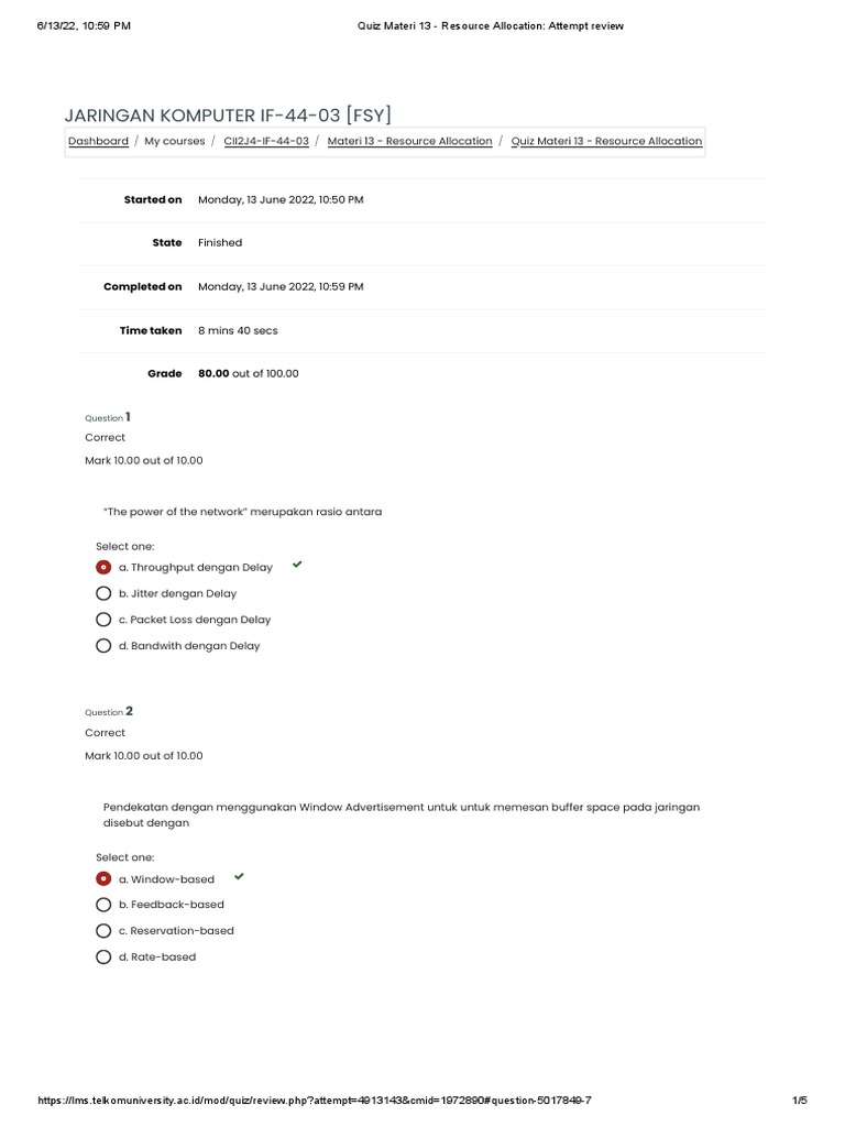 Quiz Materi 13 - Resource Allocation | PDF