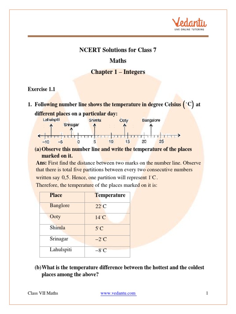 Class 7 - Maths - Integers | PDF | Integer | Mathematics