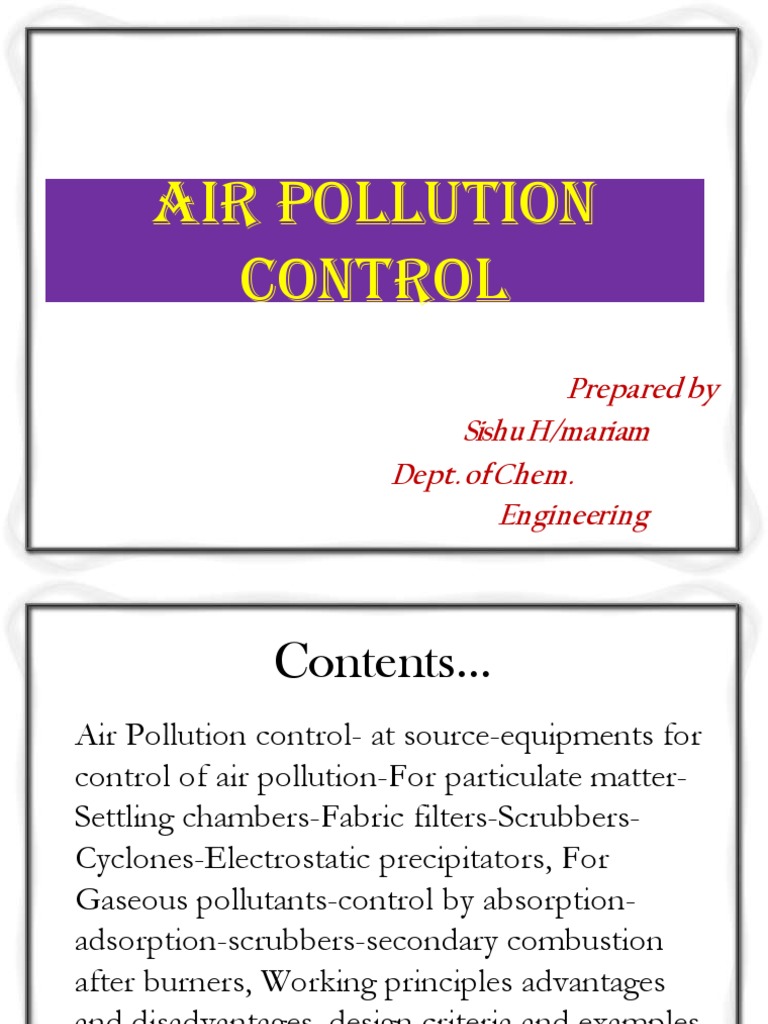 Air POLLUTION CONTROL | PDF | Adsorption | Combustion