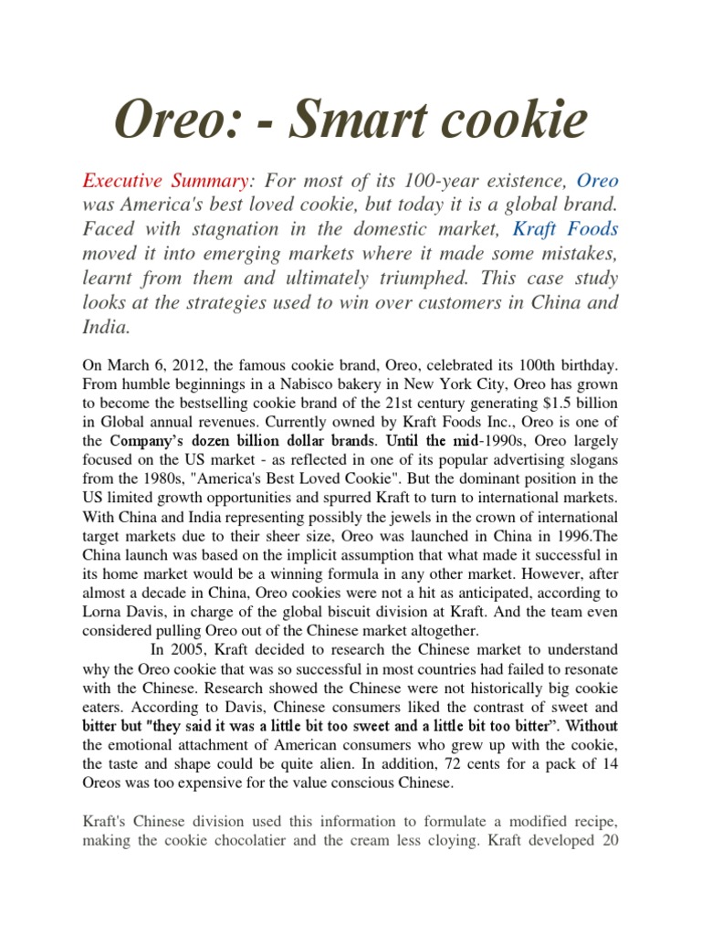 Oreo: - Smart Cookie: Executive Summary | PDF | Brand
