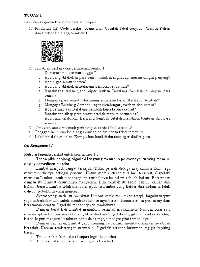 TUGAS 1 Teks Fabel Dan Legenda | PDF | Fiksi Umum