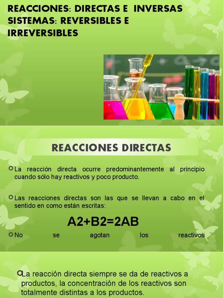 Reacciones Directas e Inversas, Sistema Reversible e Irreversible | PDF ...