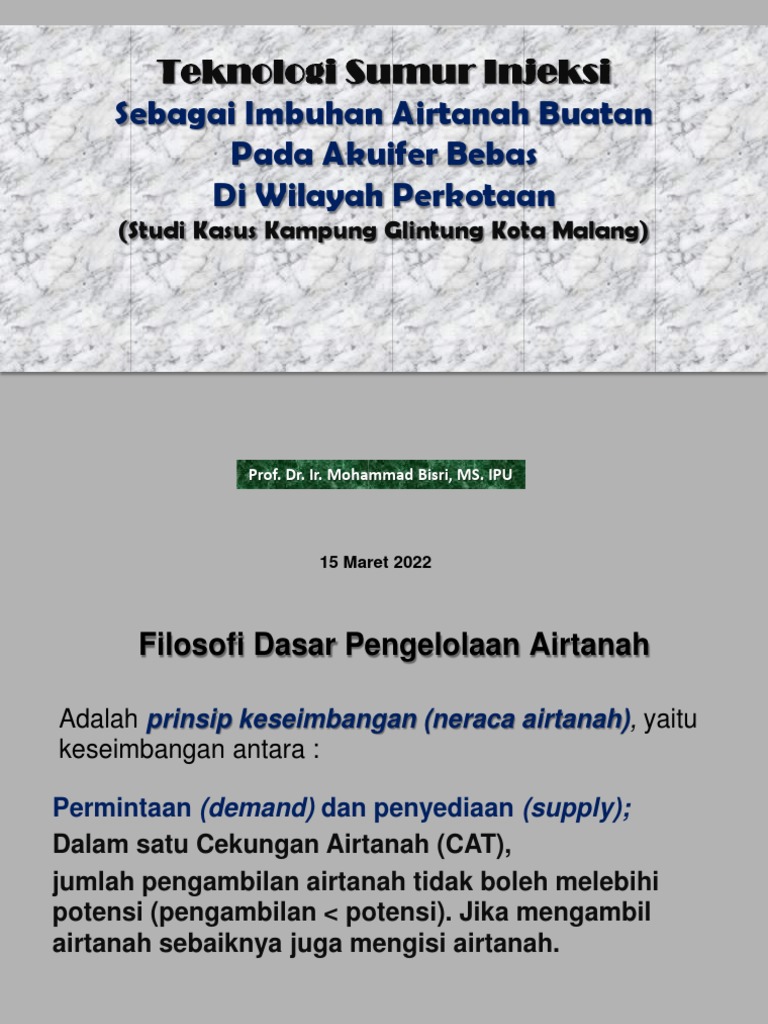 Teknologi Sumur Injeksi Utk Imbuhan Buatan - M Bisri | PDF