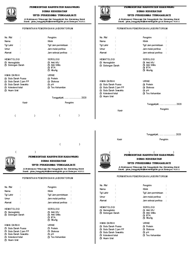 Form Pemeriksaan Lab (Gula) | PDF