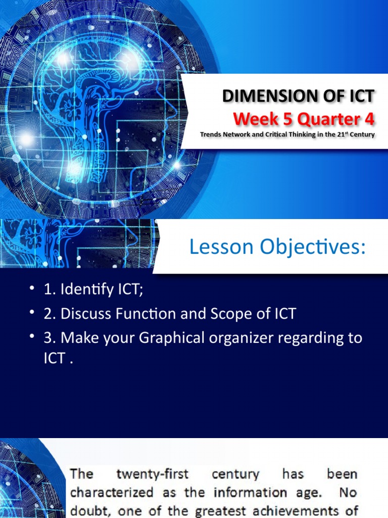 Dimension of Ict: Week 5 Quarter 4 | PDF | Computer Network ...