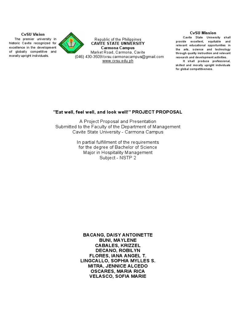 Project Proposal-GROUP 1-BSHM 2B | PDF | Malnutrition | Foods
