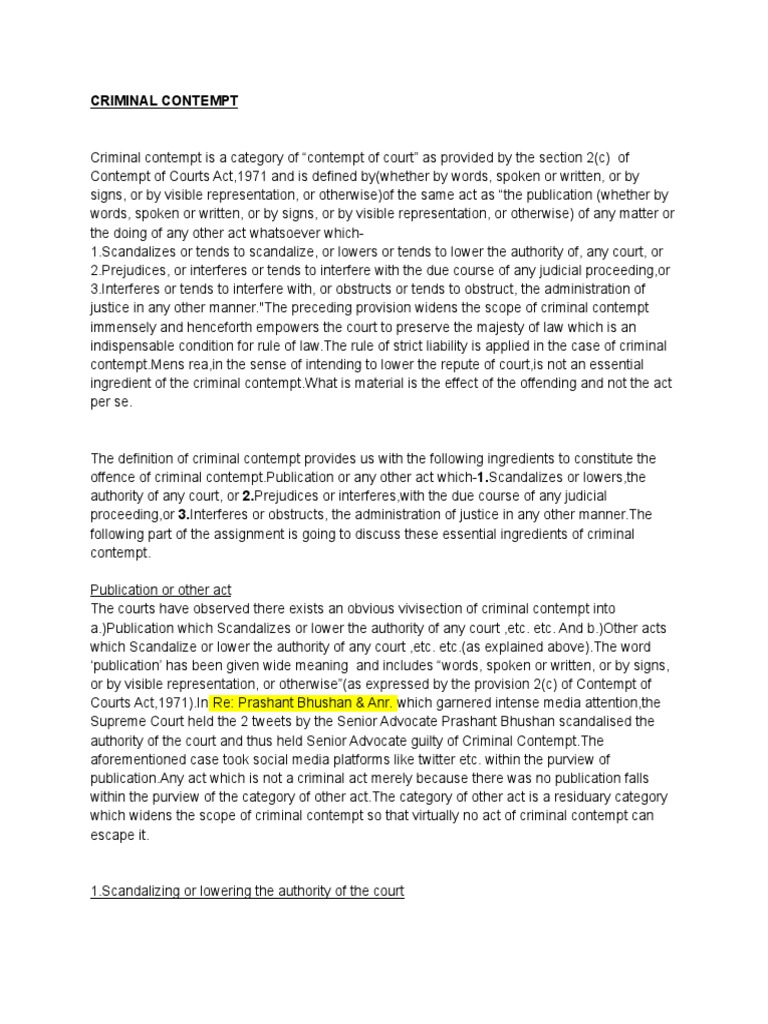 Criminal Contempt | PDF | Contempt Of Court | Judiciaries