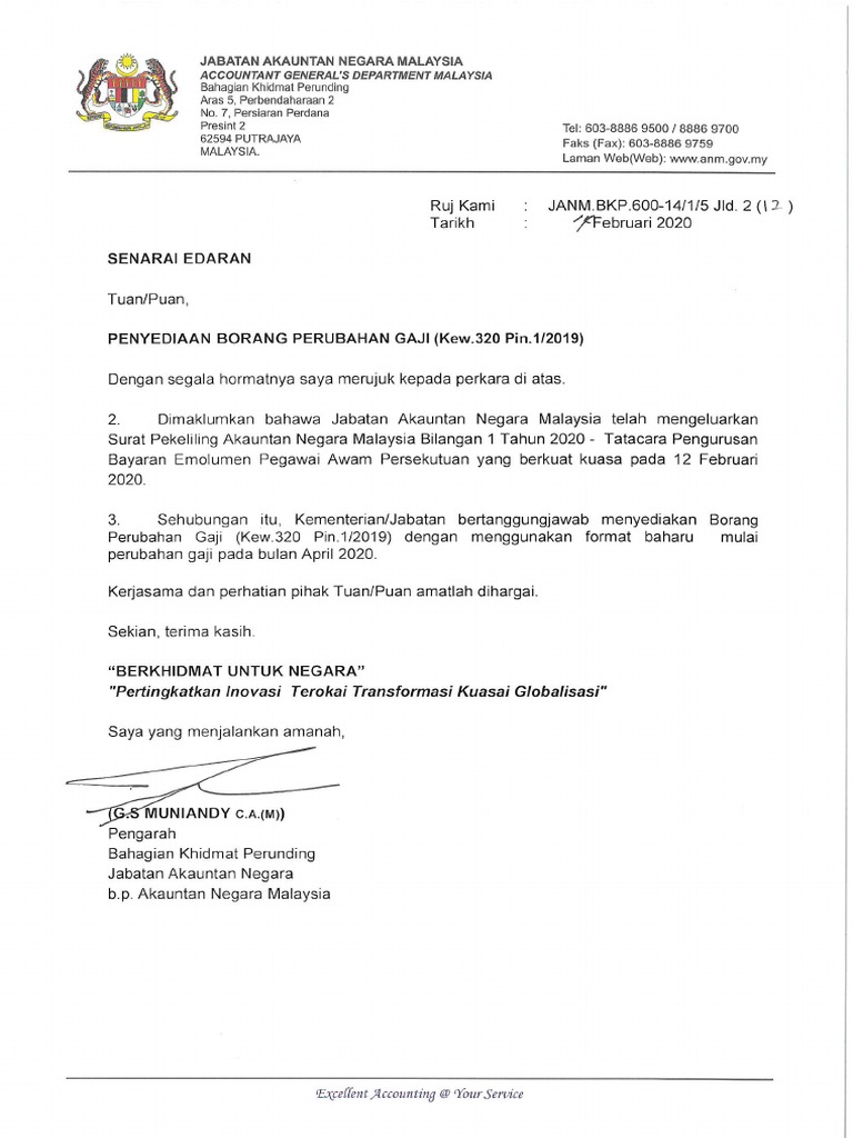 Surat Edaran Penyediaan Borang Kew. 320 | PDF