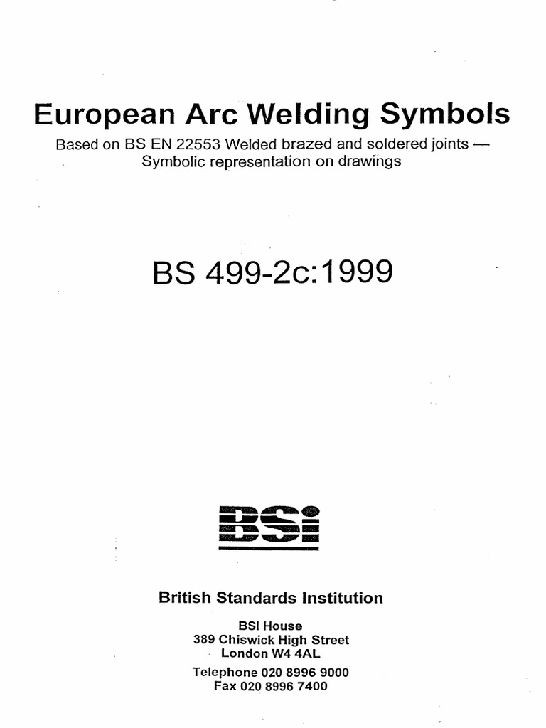 BS 499-2c 1999 Welding Terms and Symbols Chart | PDF