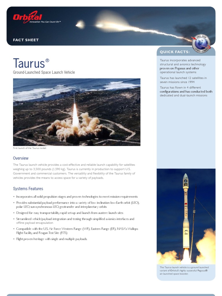 Taurus Fact | PDF | Launch Vehicle | Rockets And Missiles
