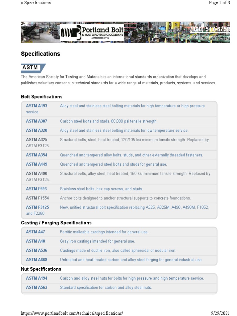 Bolt Specifications | PDF | Screw | Steel