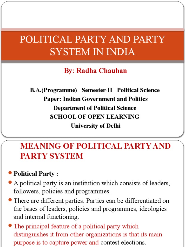 Political Party and Party System | PDF | Indian National Congress ...