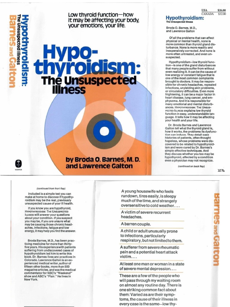 Hypothyroidism The Unsuspected Illness (Broda O. Barnes, M.D. and ...