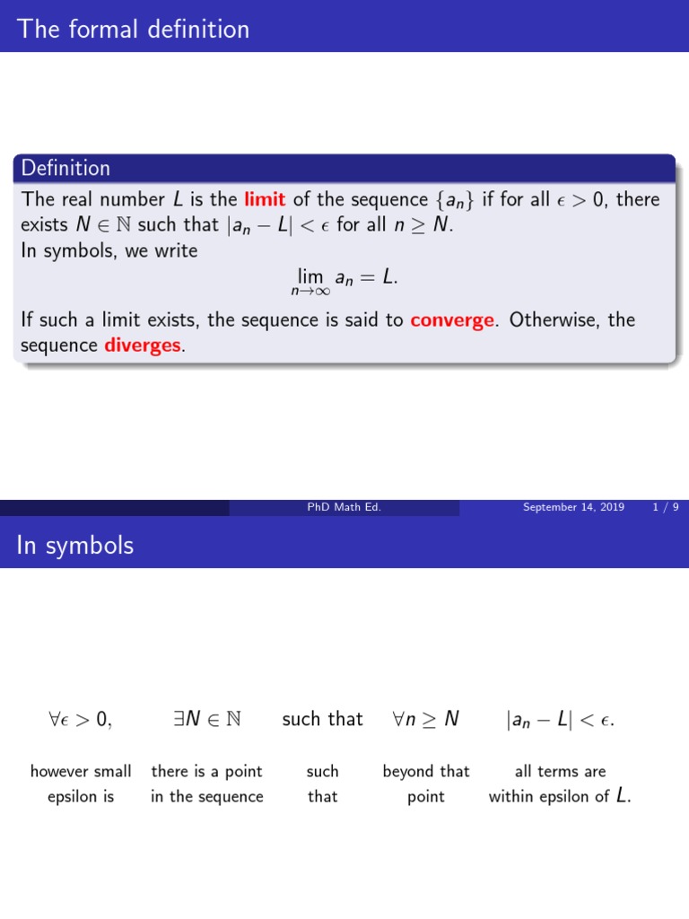 Definitions, Properties, and Theorems of Limit of Sequences | PDF ...