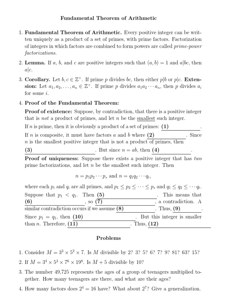 Fundamental Theorem Arithmetic | PDF | Prime Number | Arithmetic