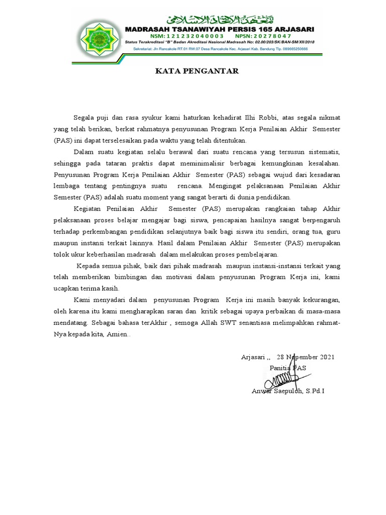 PROGRAM Kerja PAS 2021-2022 | PDF