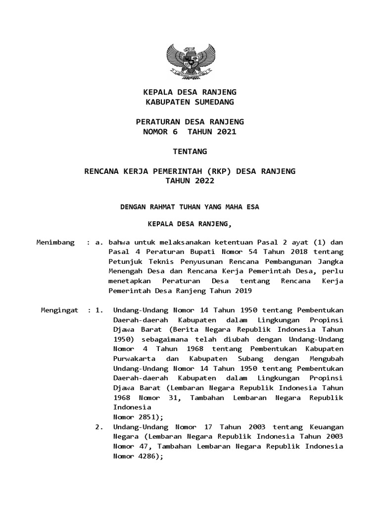 1-Perdes RKP 2022 | PDF | Ilmu Sosial
