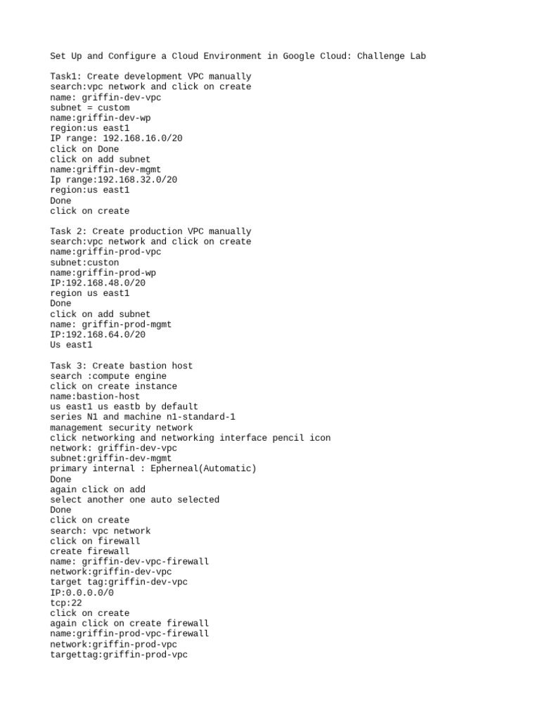 Set Up and Configure A Cloud Environment in Google Cloud Challenge Lab ...