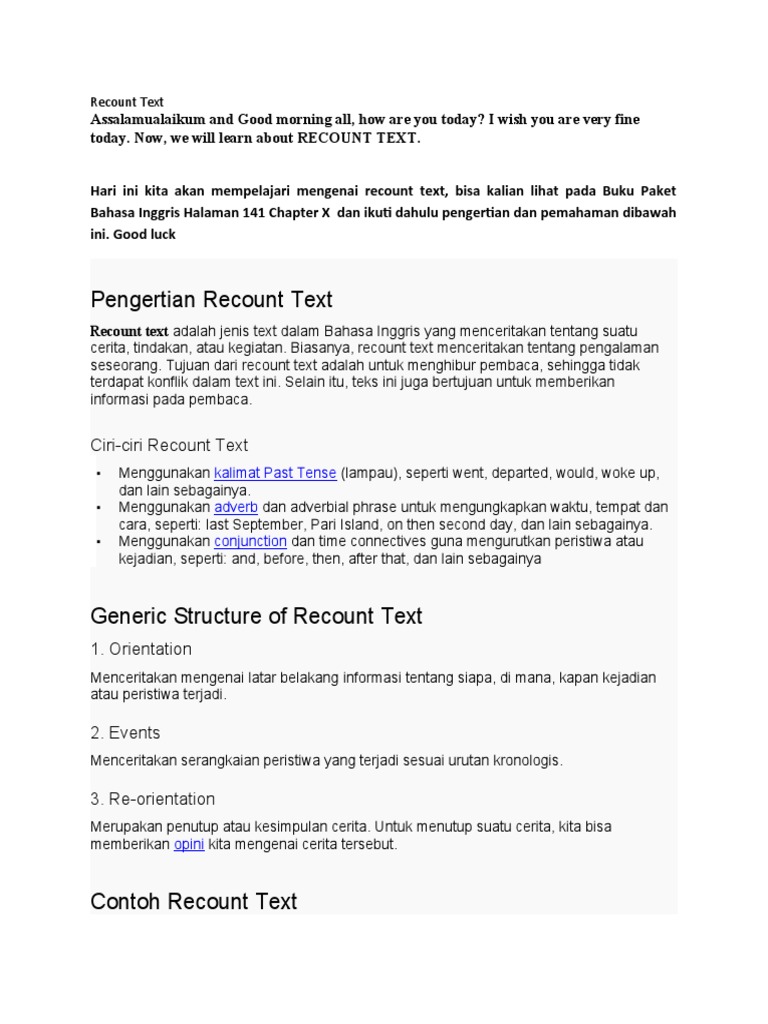 Recount Text KLS 8 BING | PDF
