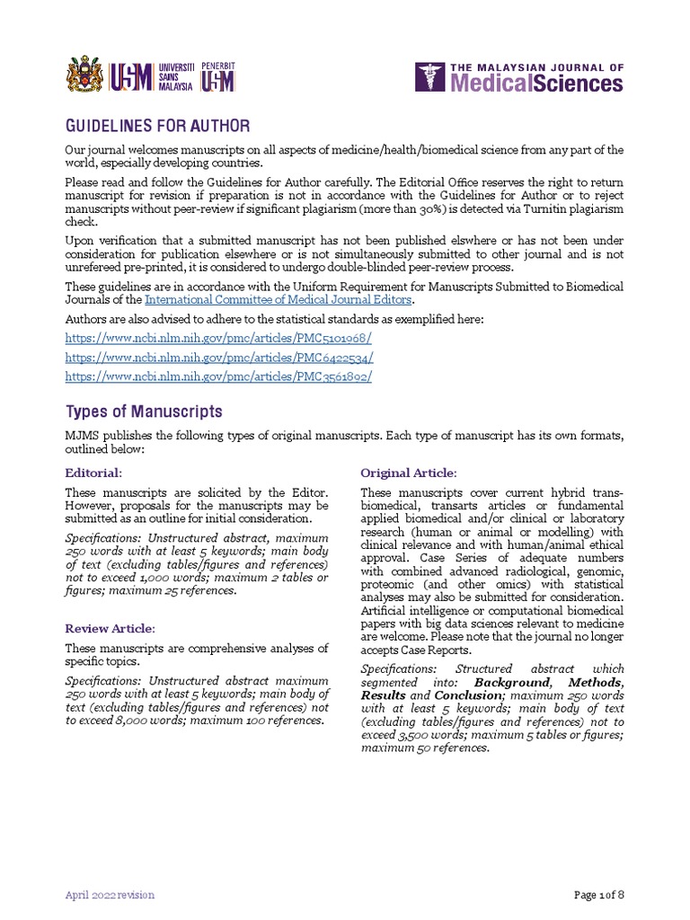 Guidelines For Author: International Committee of Medical Journal ...