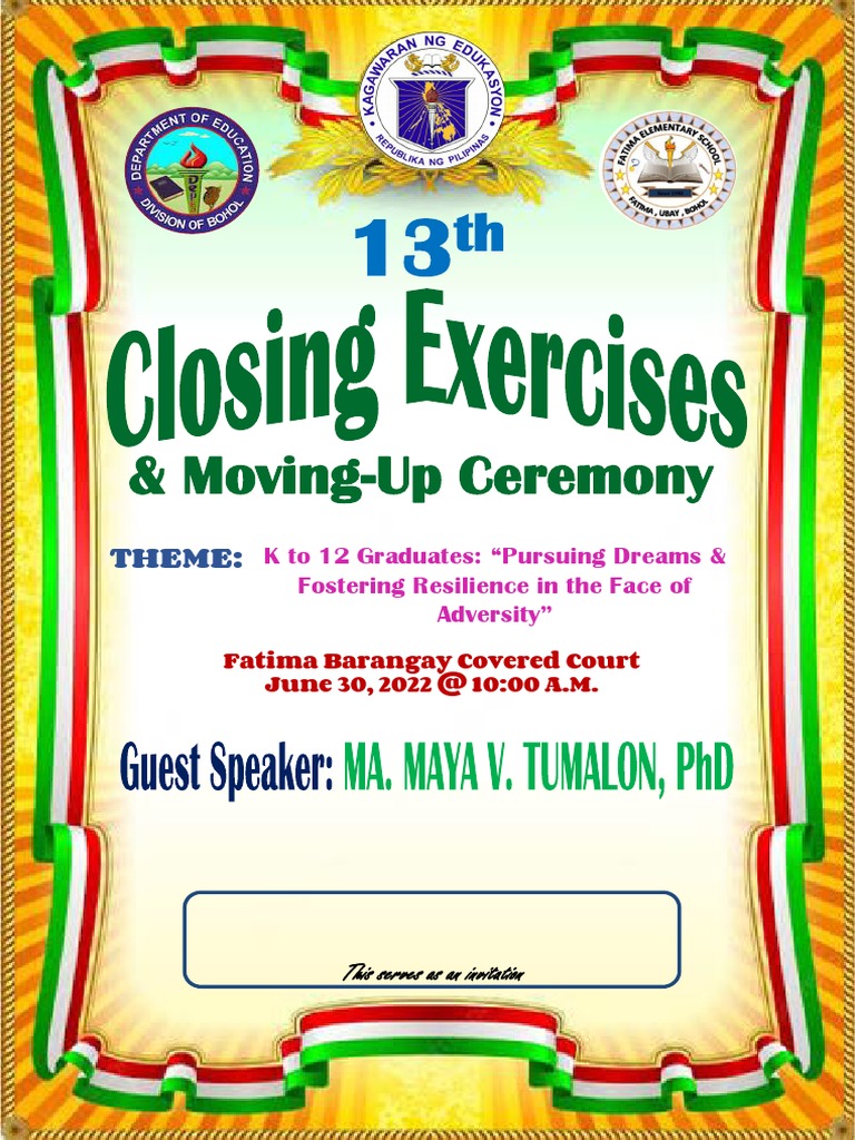2022-Closing Exercises Program Invitation | PDF | Psychological ...