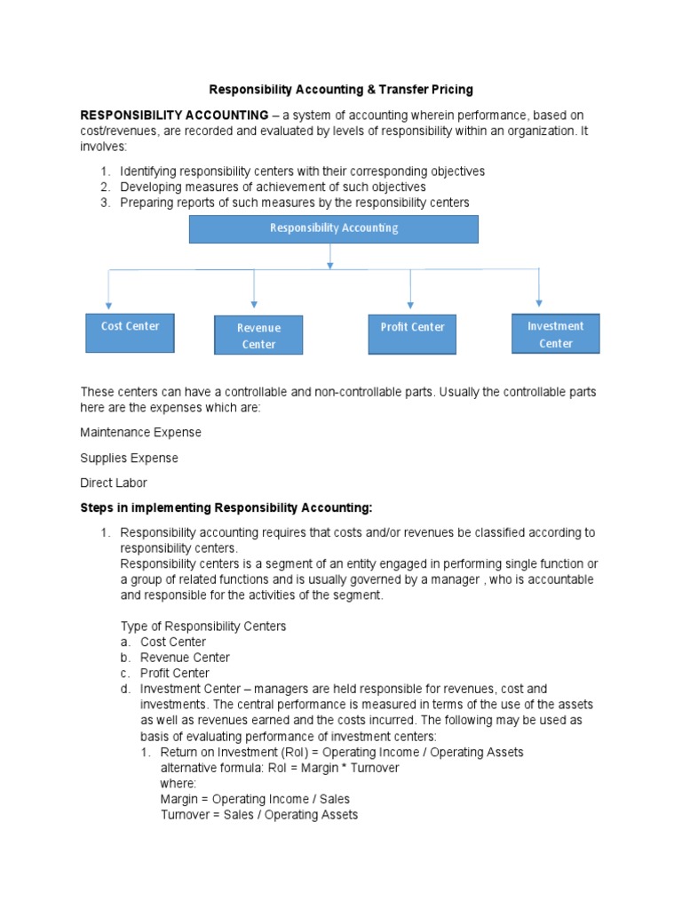 Responsibility Accounting & Transfer Pricing | PDF | Return On ...