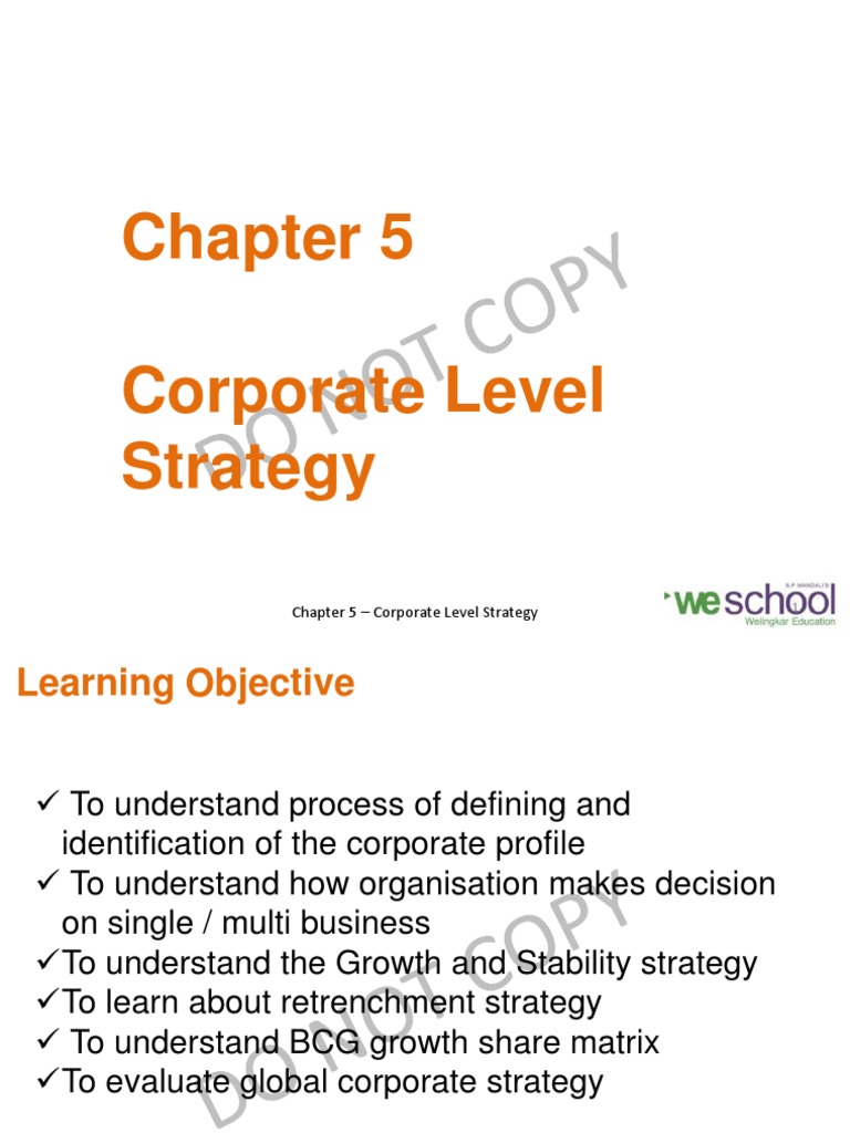 Corporate Level Strategy Overview | PDF | Strategic Management ...